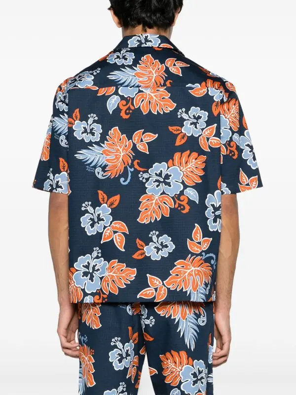 Maison Kitsuné Floral-print Ripstop Shirt - Blue