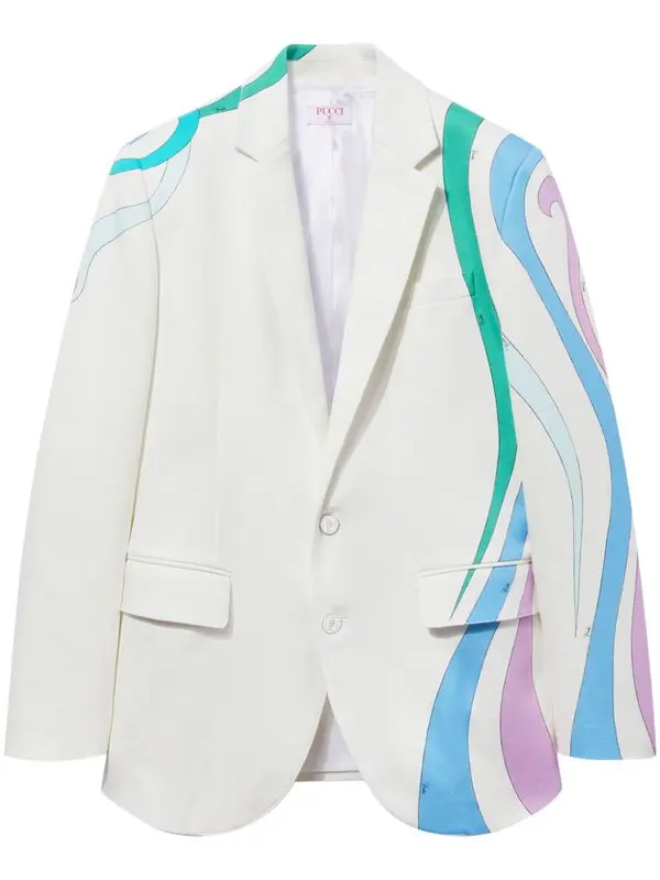 Emilio Pucci Marmo-print Cotton-blend Blazer - White