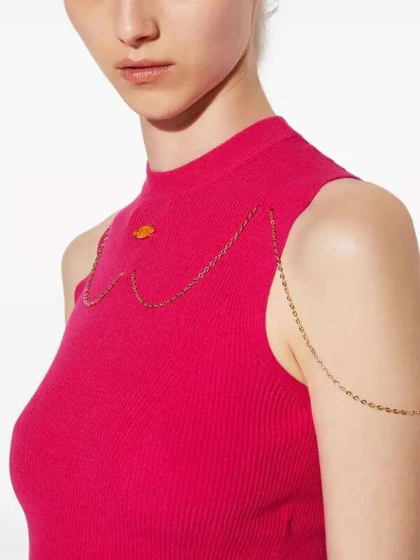 Emilio Pucci Chain-embellished Rib-knit Top