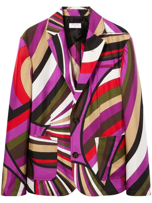 Emilio Pucci Abstract-print Silk Blazer - Pink