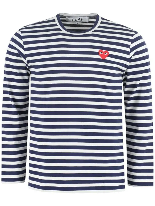 Play Comme Des Garcon Striped Long-sleeve T-shirt - Blue