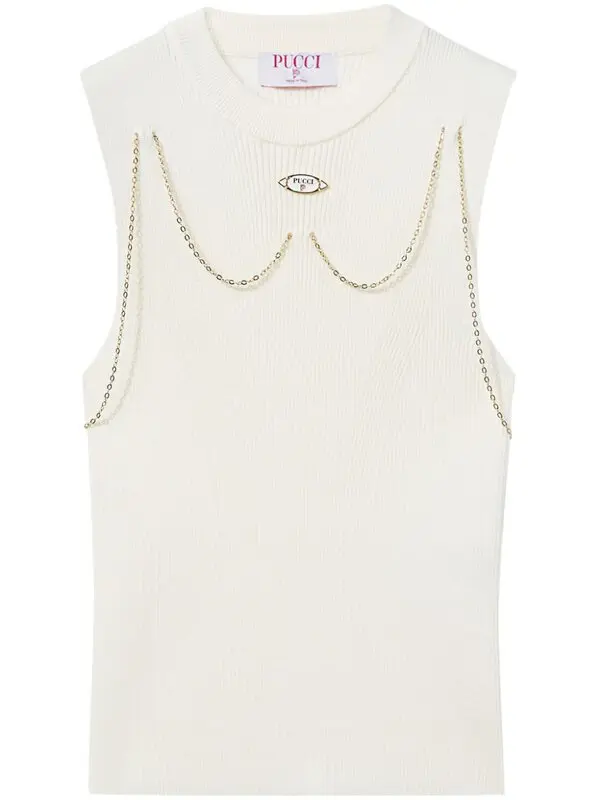 Emilio Pucci Logo-plaque Ribbed Knit Top