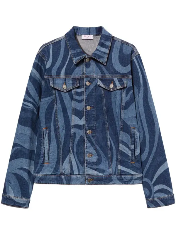Emilio Pucci Marmo-print Denim Trucker Jacket