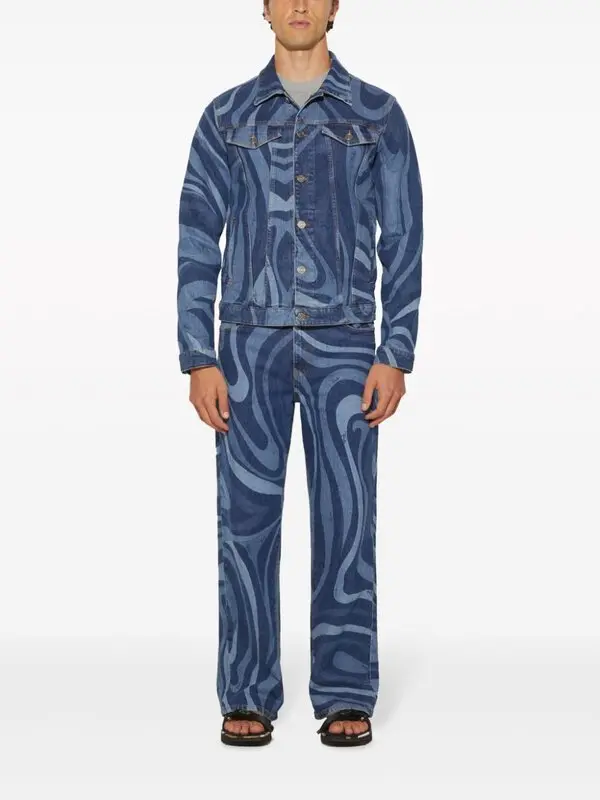 Emilio Pucci Marmo-print Denim Trucker Jacket