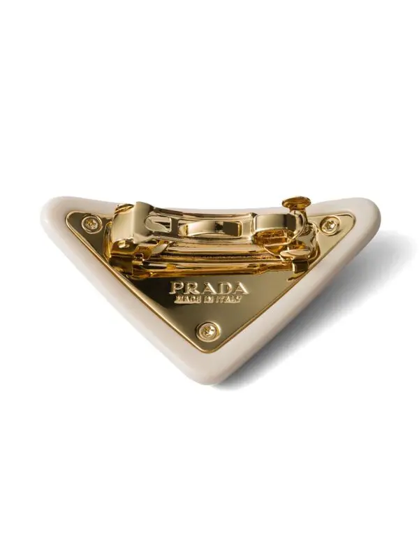Prada Triangle-logo Hair Clip - Gold