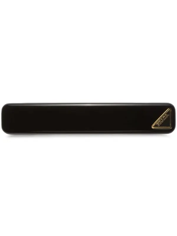 Prada Triangle Logo Hair Clip - Black