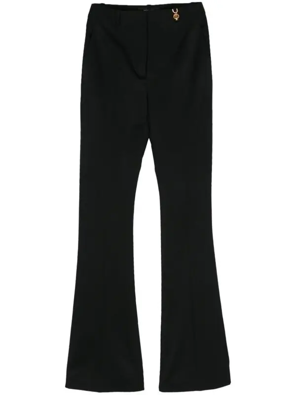 Versace Wool-blend Flared Formal Pants With Medusa '95 Hardware - Black
