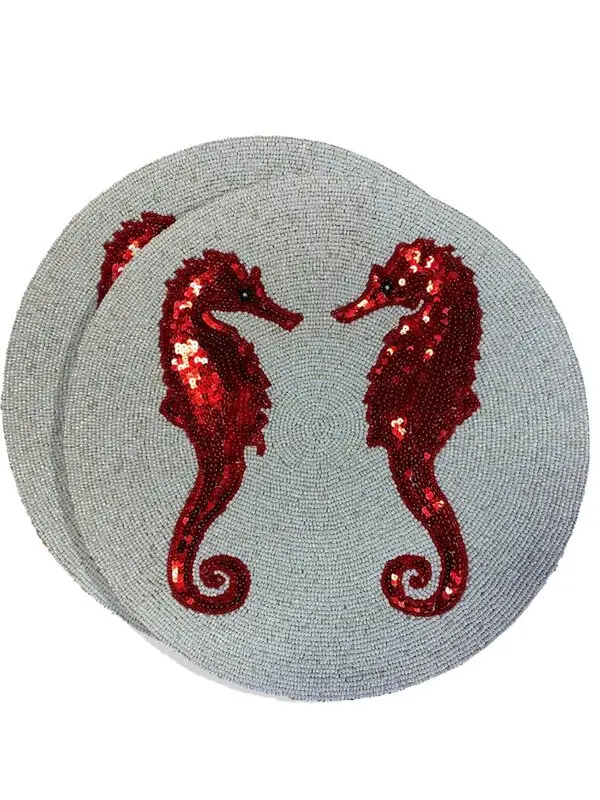 LES-OTTOMANS Seahorse Beaded Placemat