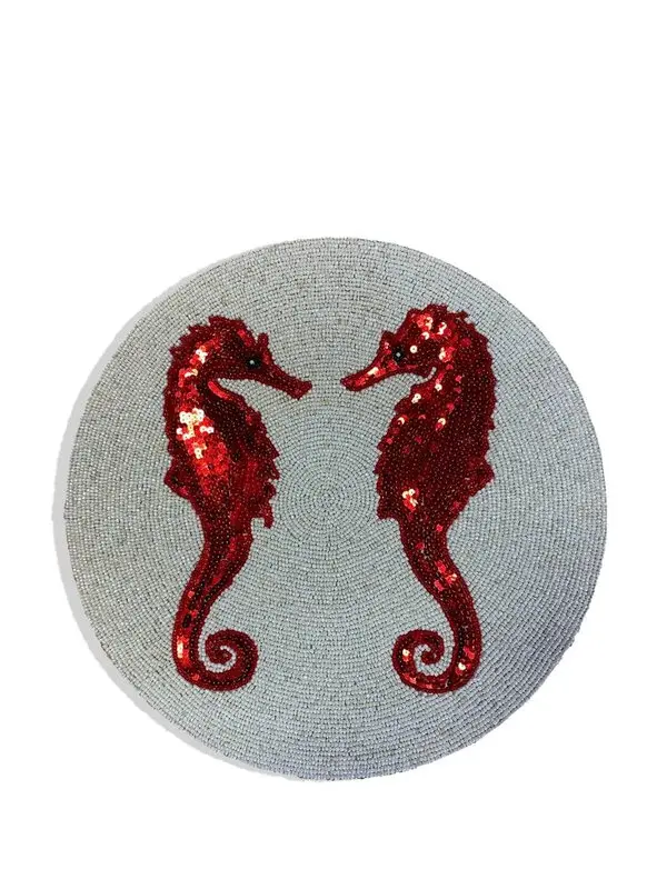 LES-OTTOMANS Seahorse Beaded Placemat