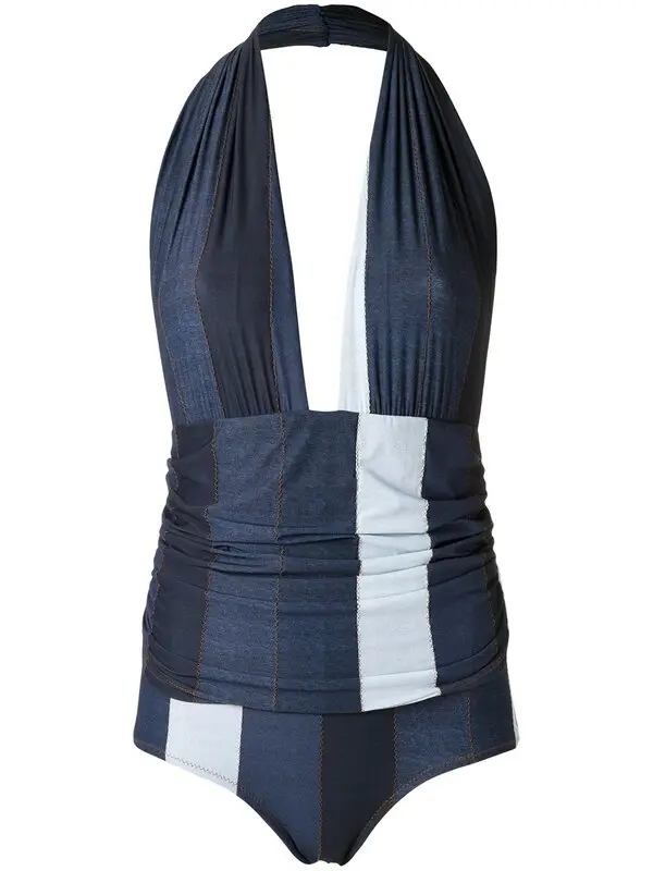 AMIR SLAMA Gathered Swimsuit - Blue