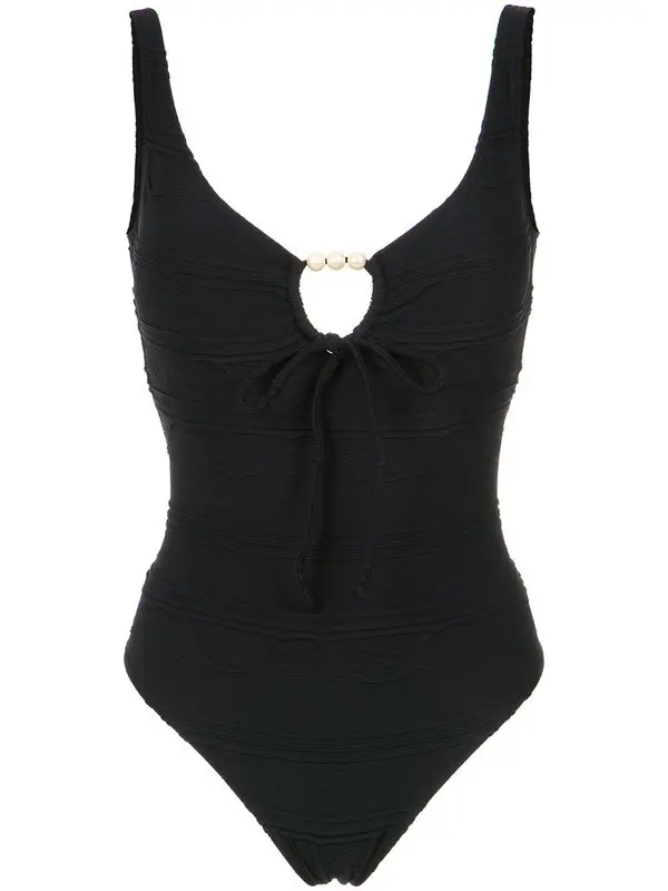 AMIR SLAMA Faux Pearl Embellished Swimsuit - Black