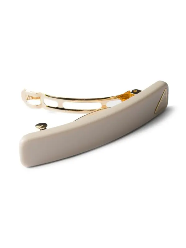 Prada Triangle-logo Hair Clip - Neutrals