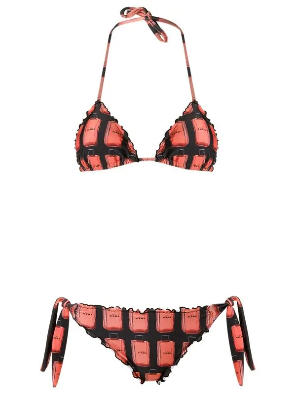 AMIR SLAMA Ruffled Triangle Bikini Set - Black