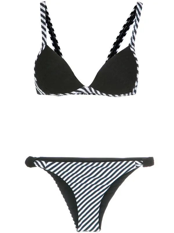 AMIR SLAMA Striped Bikini Set - Black