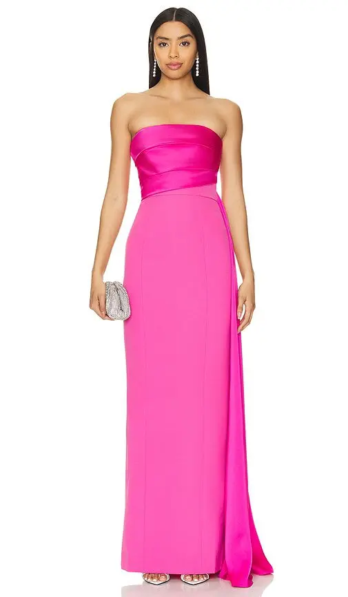 Nbd Amira Flowy Off Shoulder Gown - Pop Pink