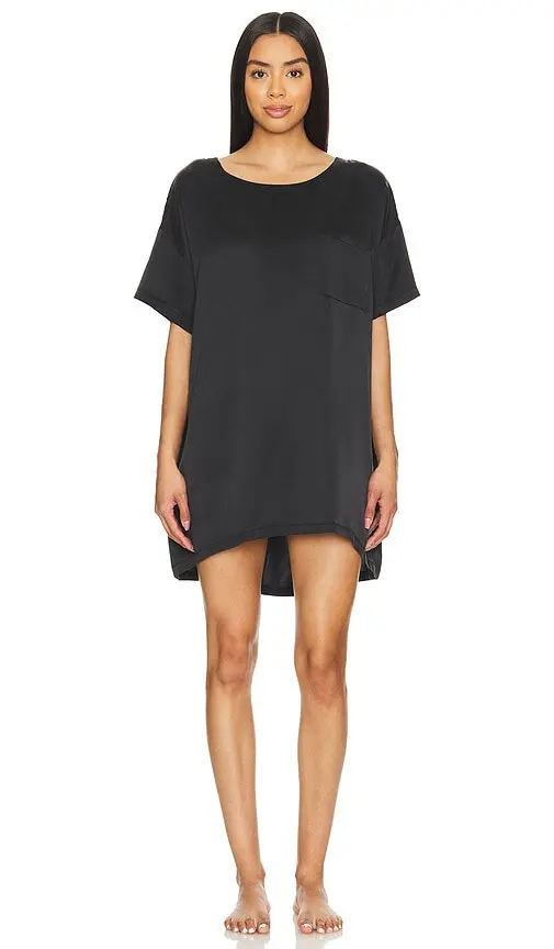 Lunya Washable Silk Oversized Sleep Tee In Black - Immersed Black