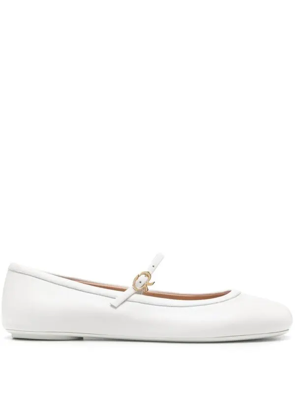 GIANVITO ROSSI Round-toe Leather Ballerinas - White