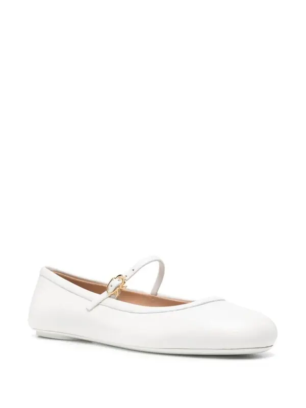 GIANVITO ROSSI Round-toe Leather Ballerinas - White