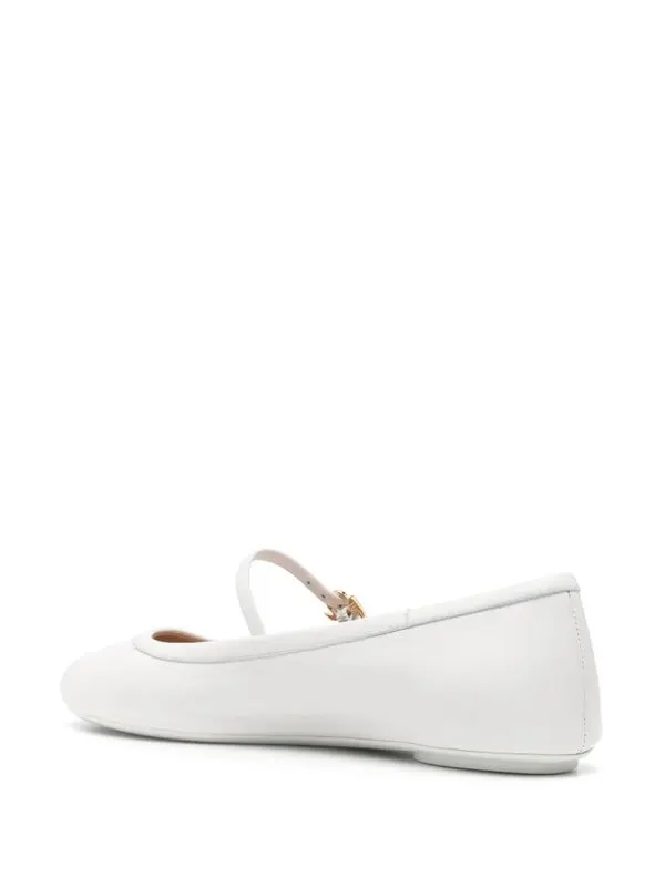 GIANVITO ROSSI Round-toe Leather Ballerinas - White