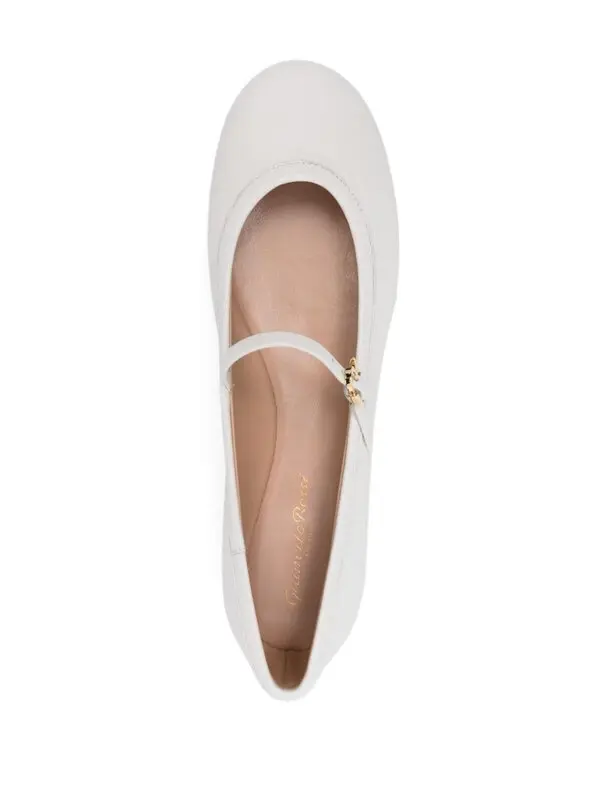 GIANVITO ROSSI Round-toe Leather Ballerinas - White