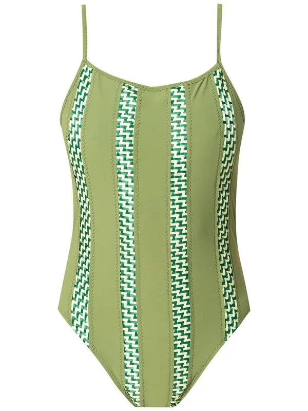 AMIR SLAMA Panelled One-piece Swimsuit - Green