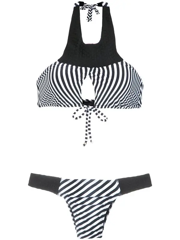 AMIR SLAMA Striped Bikini Set - Black
