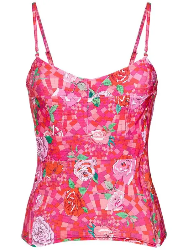 AMIR SLAMA Floral Print Bikini Top - Pink