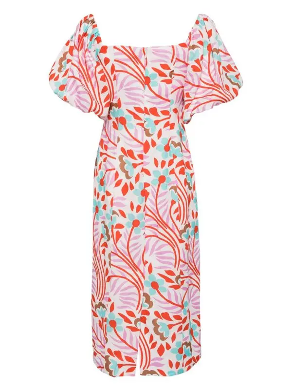 Rhode Karima Linen Midi Dress - White