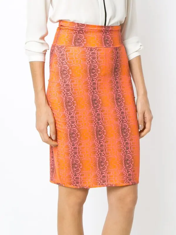 AMIR SLAMA Python Print Slim Fit Skirt