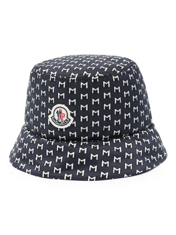 Moncler Monogram-print Bucket Hat - Blue