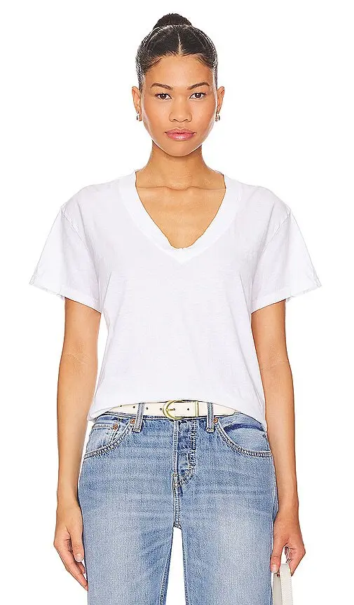 PERFECTWHITETEE Cotton Boxy V Neck Tee