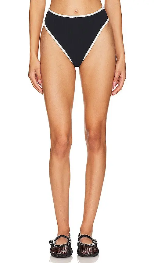 MONTCE X Olivia Culpo Paula Bikini Bottom - Black Terry Rib