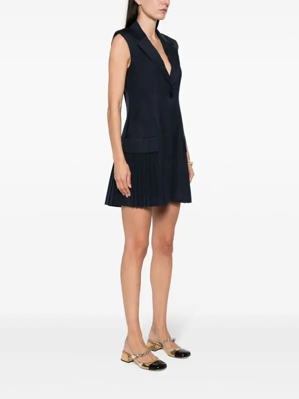 strapless open back dress Jolie Brown Waistcoat with Pleated Skirt Dress