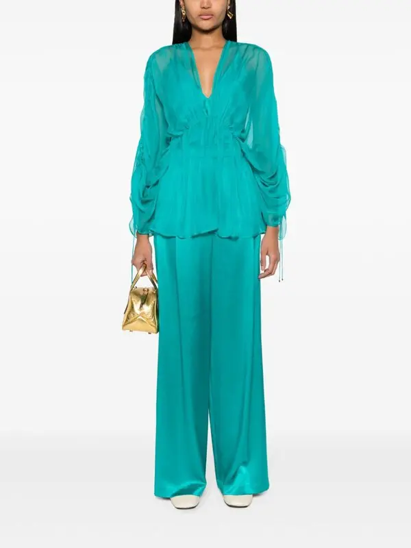 Max Mara Side-slits Palazzo Pants - Green