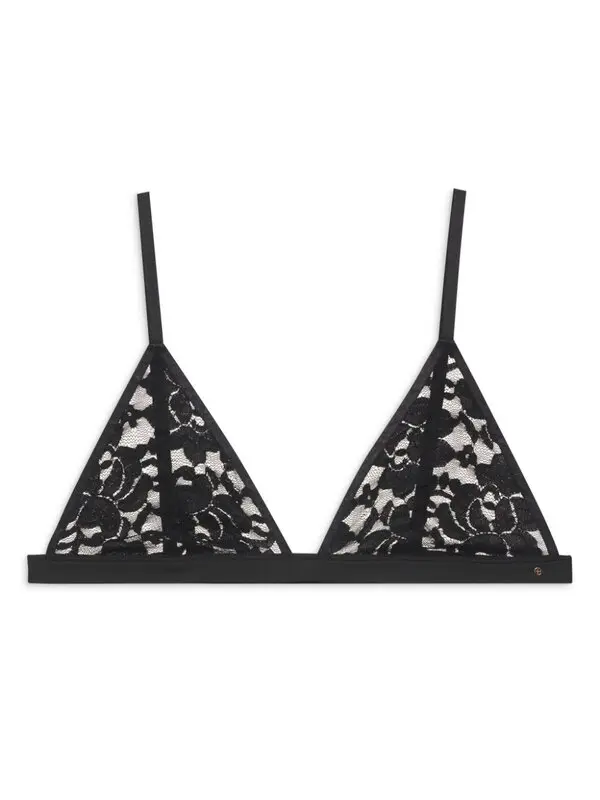 ANINE BING Eldra Floral-lace Bralette - Black