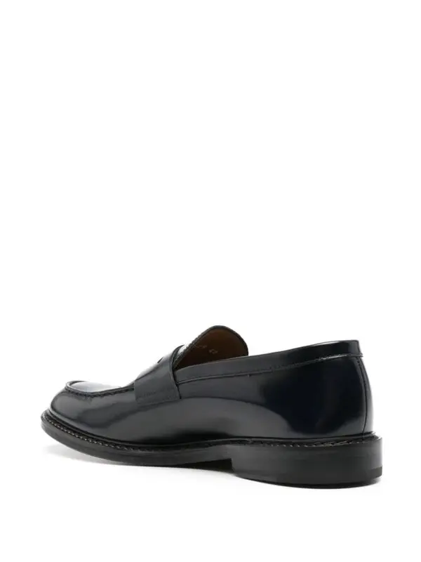 DOUCAL'S Apron-stitching Leather Loafers - Blue
