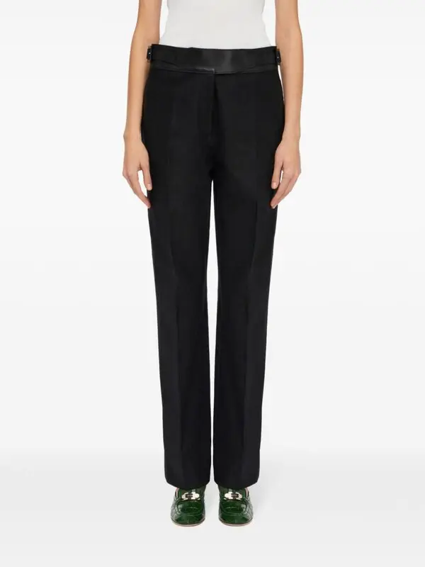 FERRAGAMO Belted Tailored Linen Trousers
