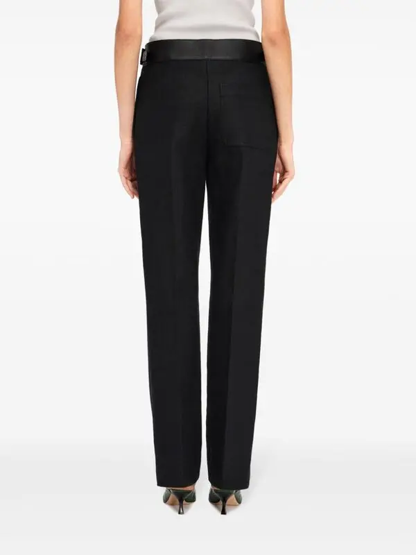 FERRAGAMO Belted Tailored Linen Trousers