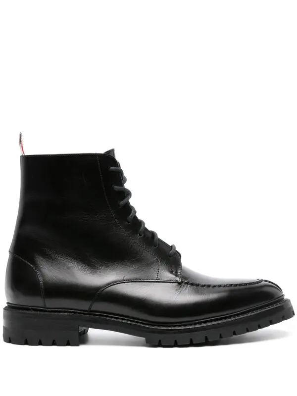Thom Browne Wingtip Leather Boots - Black