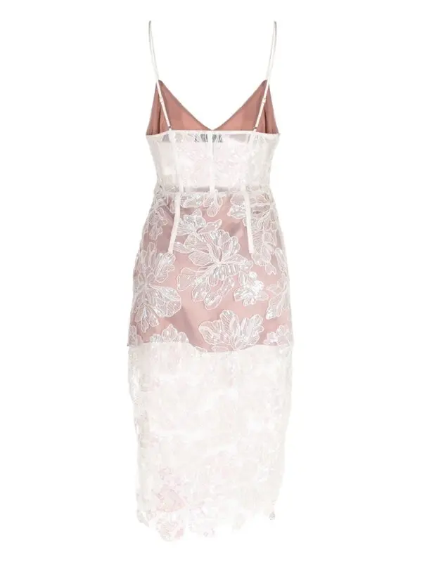 FLEUR DU MAL Floral-embroidered Sequined Midi Dress