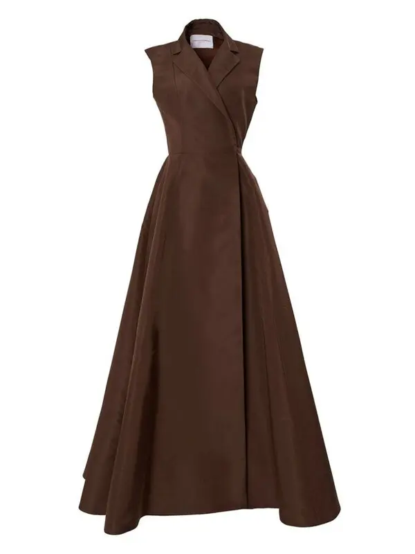 Carolina Herrera Silk Trench Gown - Brown