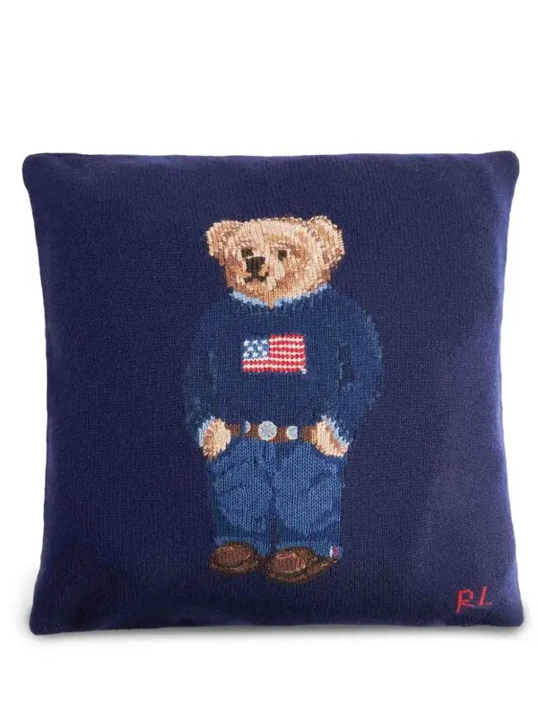 Ralph Lauren Polo Bear Intarsia-knit Cushion - Blue