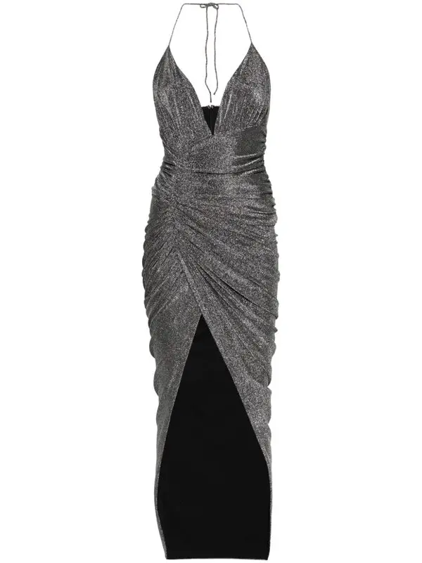 Alexandre Vauthier Halterneck Lurex Maxi Dress - Silver