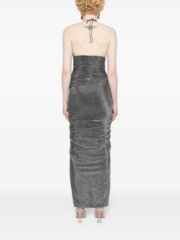 Alexandre Vauthier Halterneck Lurex Maxi Dress - Silver