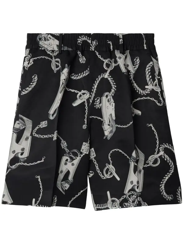 Burberry Chain-link Print Straight-leg Shorts