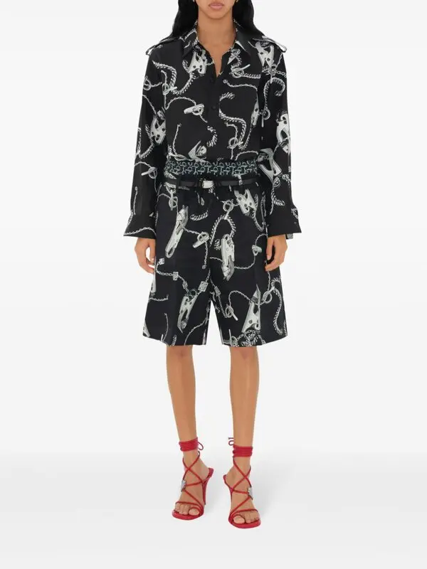 Burberry Chain-link Print Straight-leg Shorts