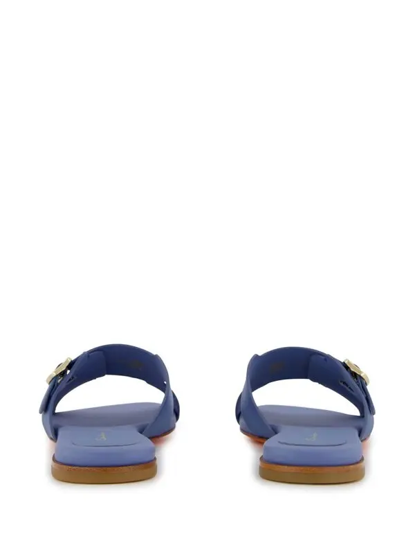 Santoni Double-buckle Leather Slides - Blue