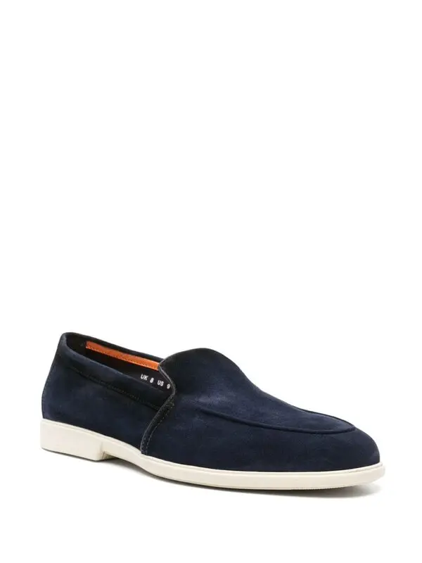 Santoni Piped-trim Suede Loafers
