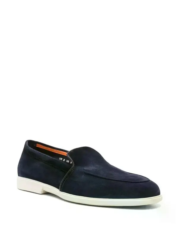 Santoni Piped-trim Suede Loafers - Blue