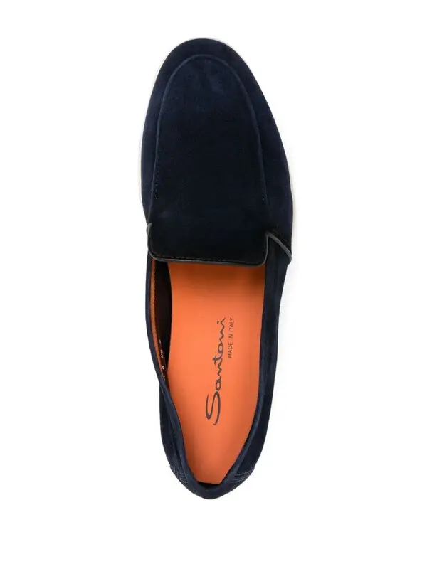 Santoni Piped-trim Suede Loafers
